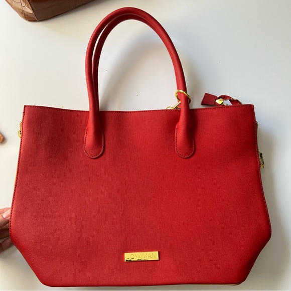 Joy & Iman | Bags | Joy Iman Red Leather Expandable Bag | Poshmark